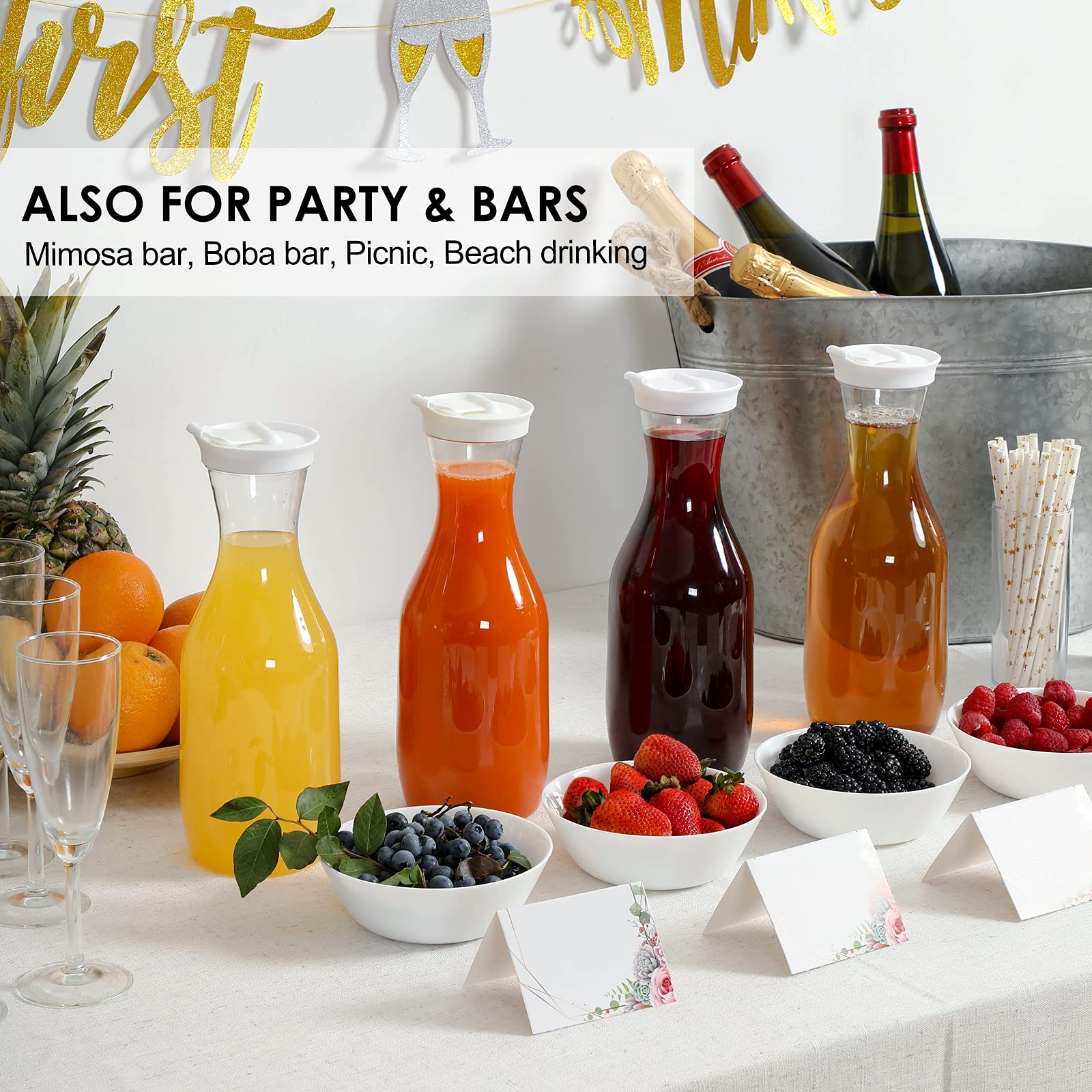 Mua NETANY 50oz Water Carafe with Flip Top Lid, Clear Plastic Pitcher ...