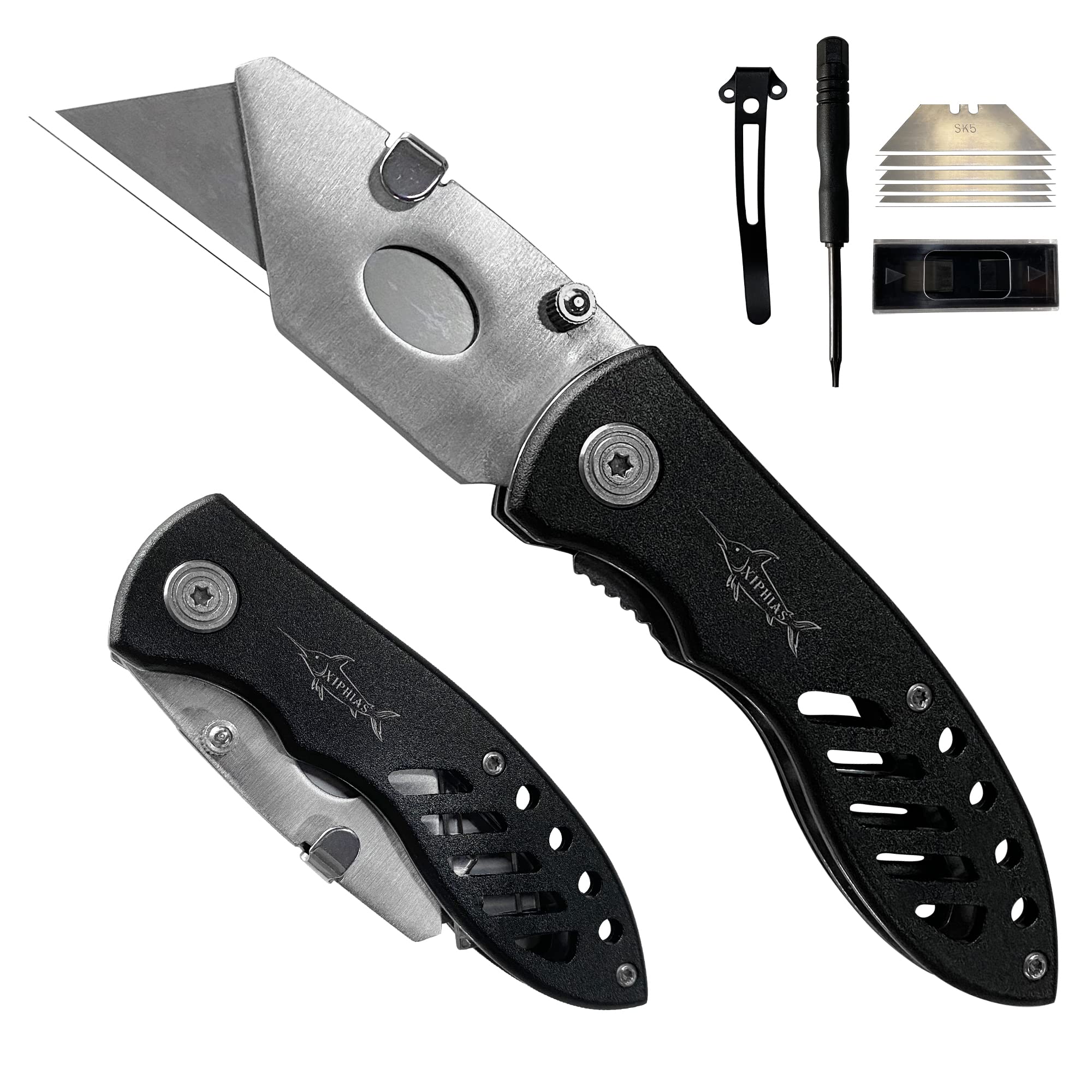 XIPHIAS Professional 4 Folding Utility Knife - Premium Heavy Duty EDC ...