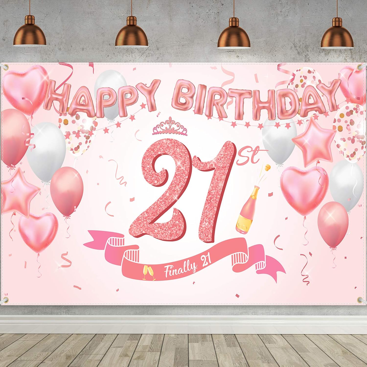 21st Birthday Rose Gold Party Decoration, Extra Large Fabric Rose Gold ...