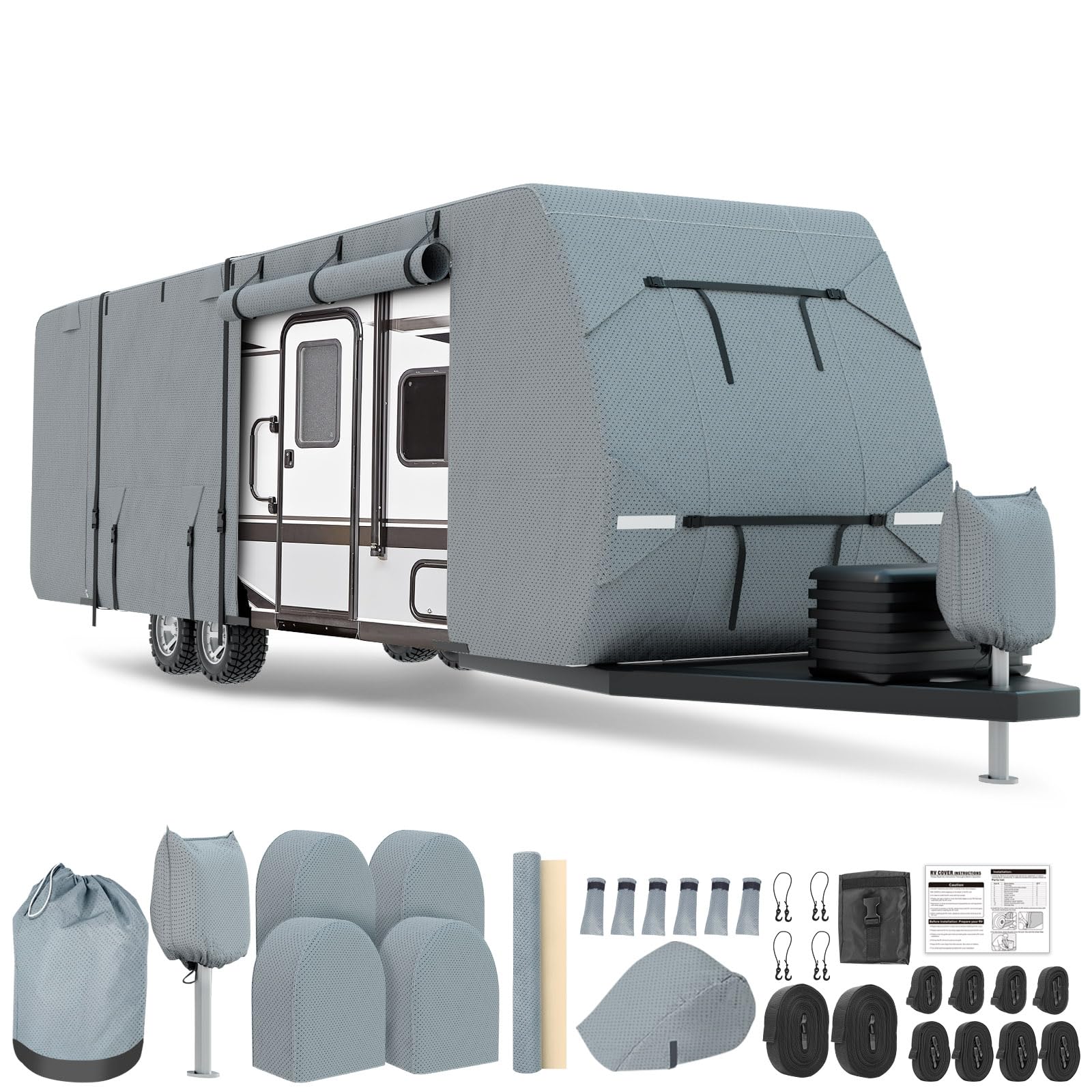DenForste RV Cover, 24'-27' Camper Cover Upgraded 7 Layers Rip-Stop ...