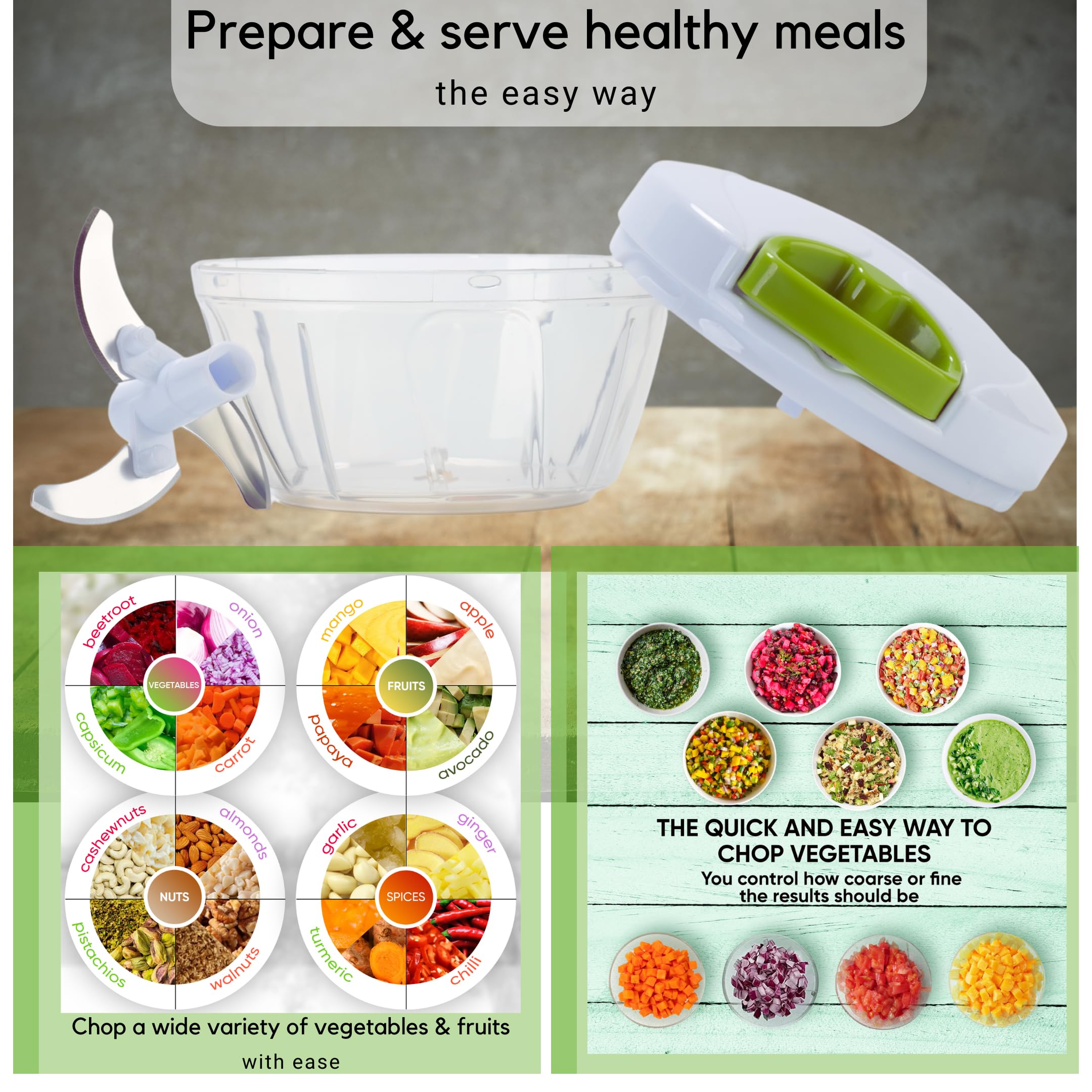 Mua Brieftons Manual Food Chopper, Compact & Powerful Hand Pull Chopper ...