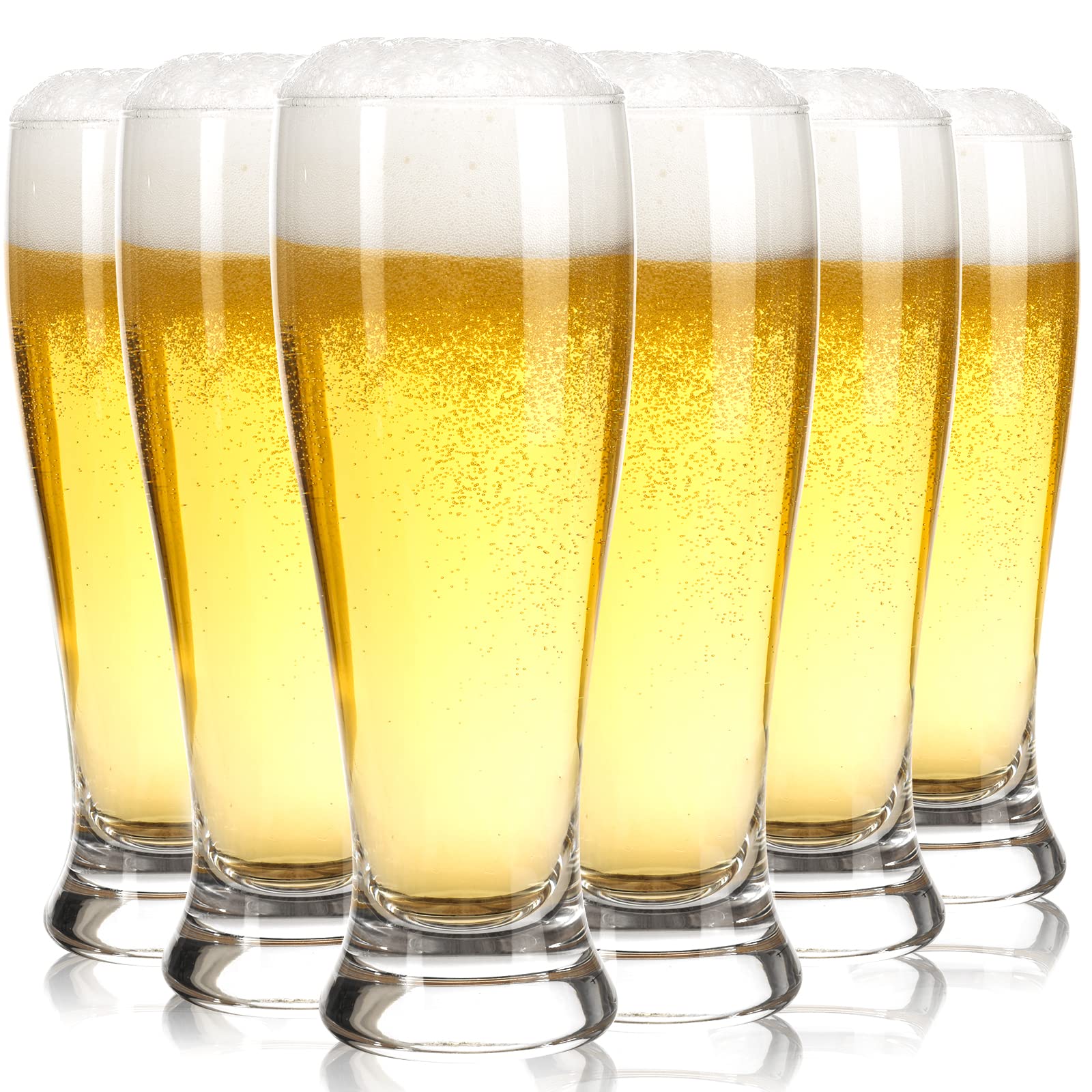 CUCUMI 16oz Beer Glasses Set of 6 Pilsner Glasses, Craft Beer Cups for ...