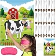 Amazon.com: PLULON Pin The Tail on The Cow Party Game for Kids, Cow ...