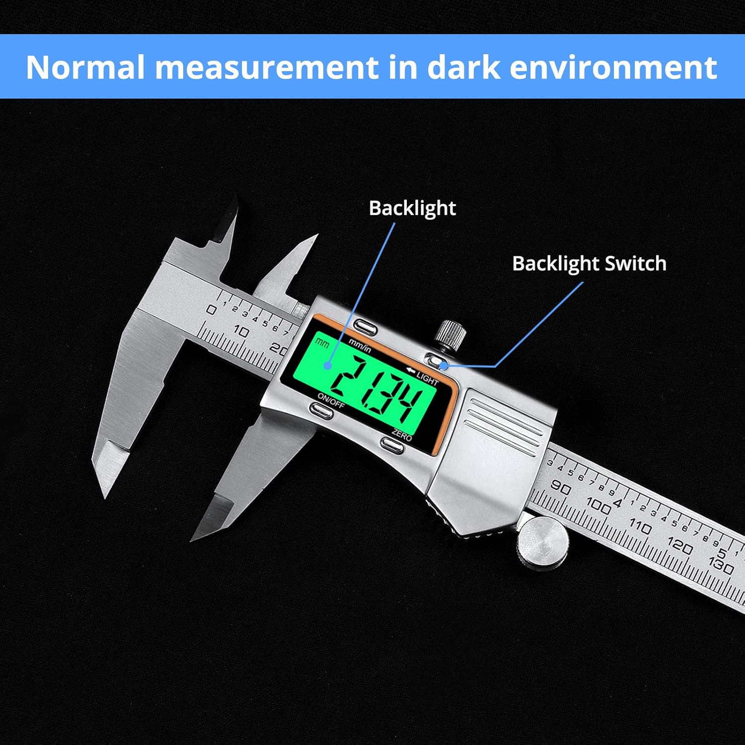eSynic Backlight 150mm Digital Vernier Caliper 6 Inch Stainless Steel ...