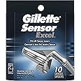 Amazon.com: Gillette Sensor Excel Men's Razor Blade Refills, 10 Count ...
