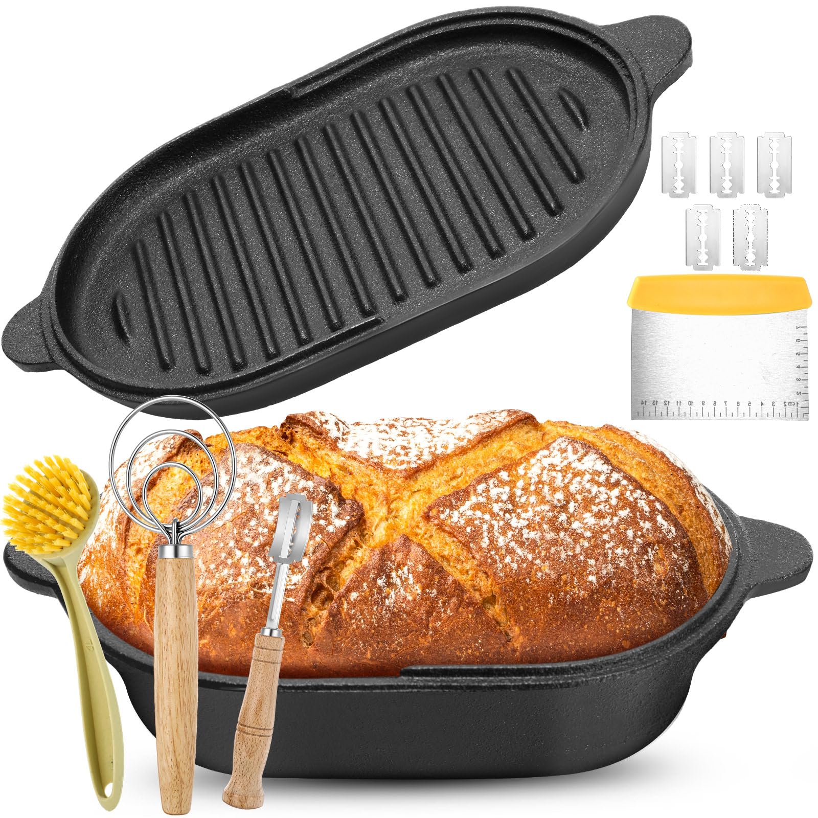 Teenyyou Cast Iron Dutch Oven for Bread Baking Pre Seasoned Cast Iron ...