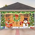 Amazon.com: Foxrush 6x13ft Christmas Garage Door Cover,Christmas Tree ...