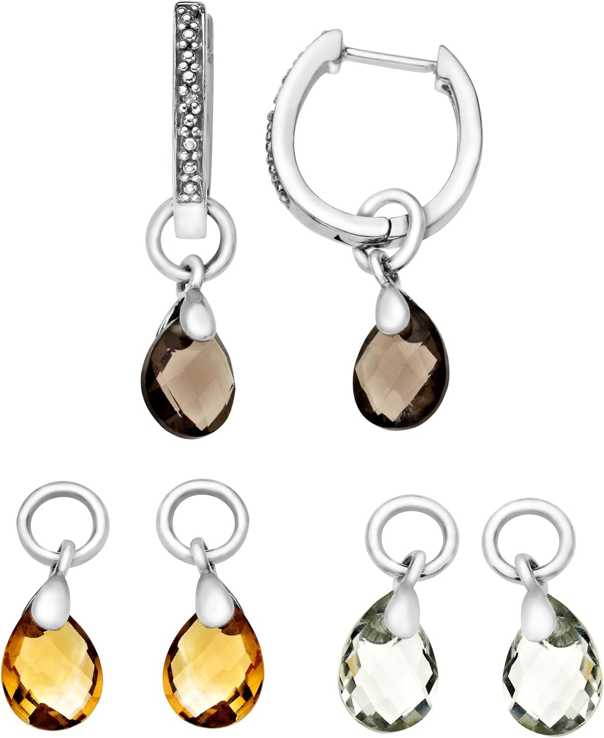 Amazon.com: Interchangeable Multi-Stone Hoop Earrings with Diamonds in ...