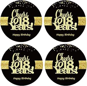 Amazon.com: Sumerk 48 PCS Cheers to 18 Years Stickers Large Bottle ...