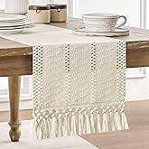 Amazon.com: meioro Crochet Lace Table Runner, 12x86 Inch Boho Cotton Table Runners with Tassels ...