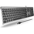 Macally Ultra Slim USB Wired Computer Keyboard - Works as a Windows or ...