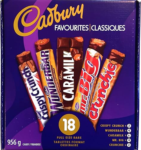 Cadbury 18 Full size Chocolate Bars Variety Pack - Wunderbar, Caramilk ...