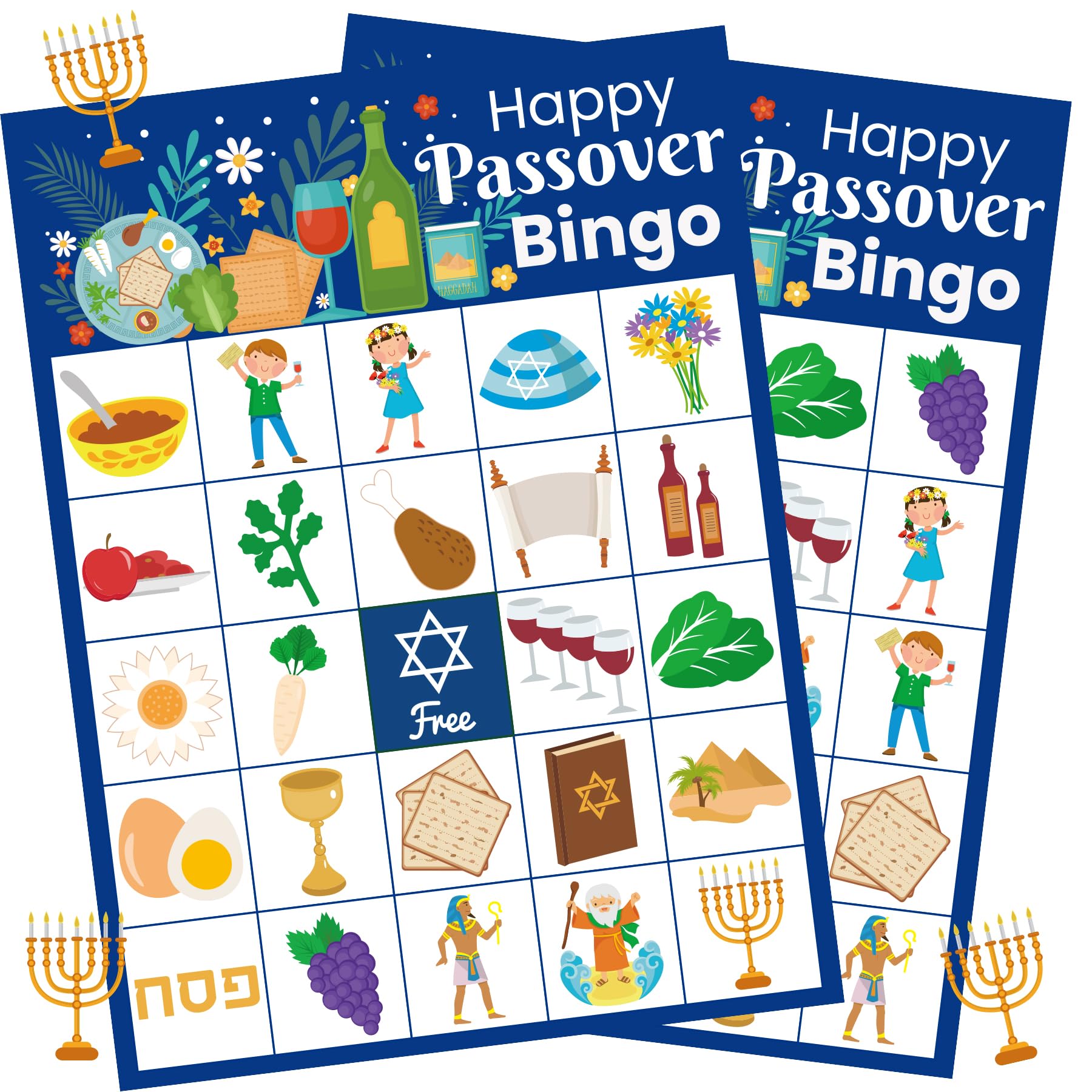 ViLeo Passover Games for Kids Passover Bingo Passover Party Games with ...