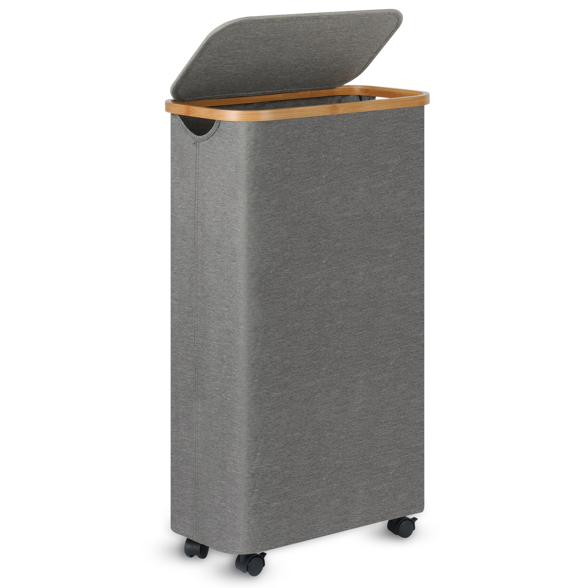 Merkisa 60L Slim Laundry Basket with Wheels,Narrow Hampers for Laundry ...
