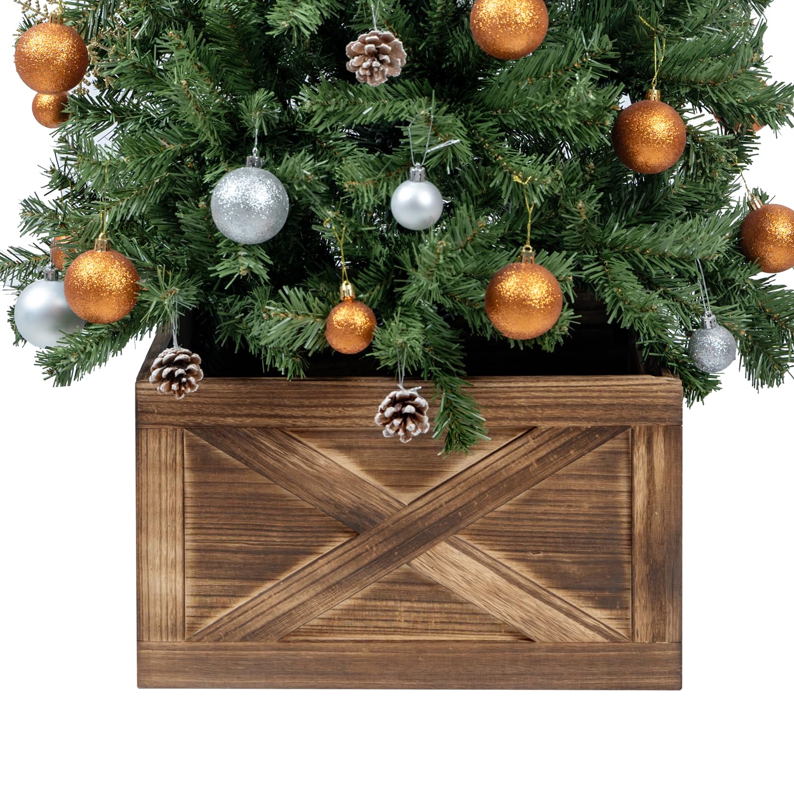 Kriitools Wooden Christmas Tree Collar Box,22In Rustic Christmas Tree ...