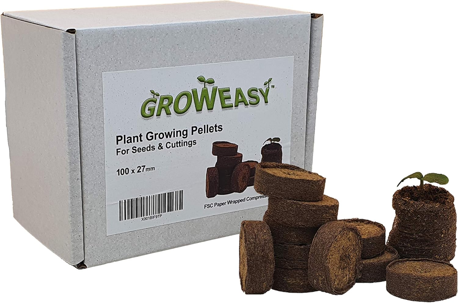 GROWEASY Seed starter pellets 27mm x 100 Natural Peat Growing Media ...