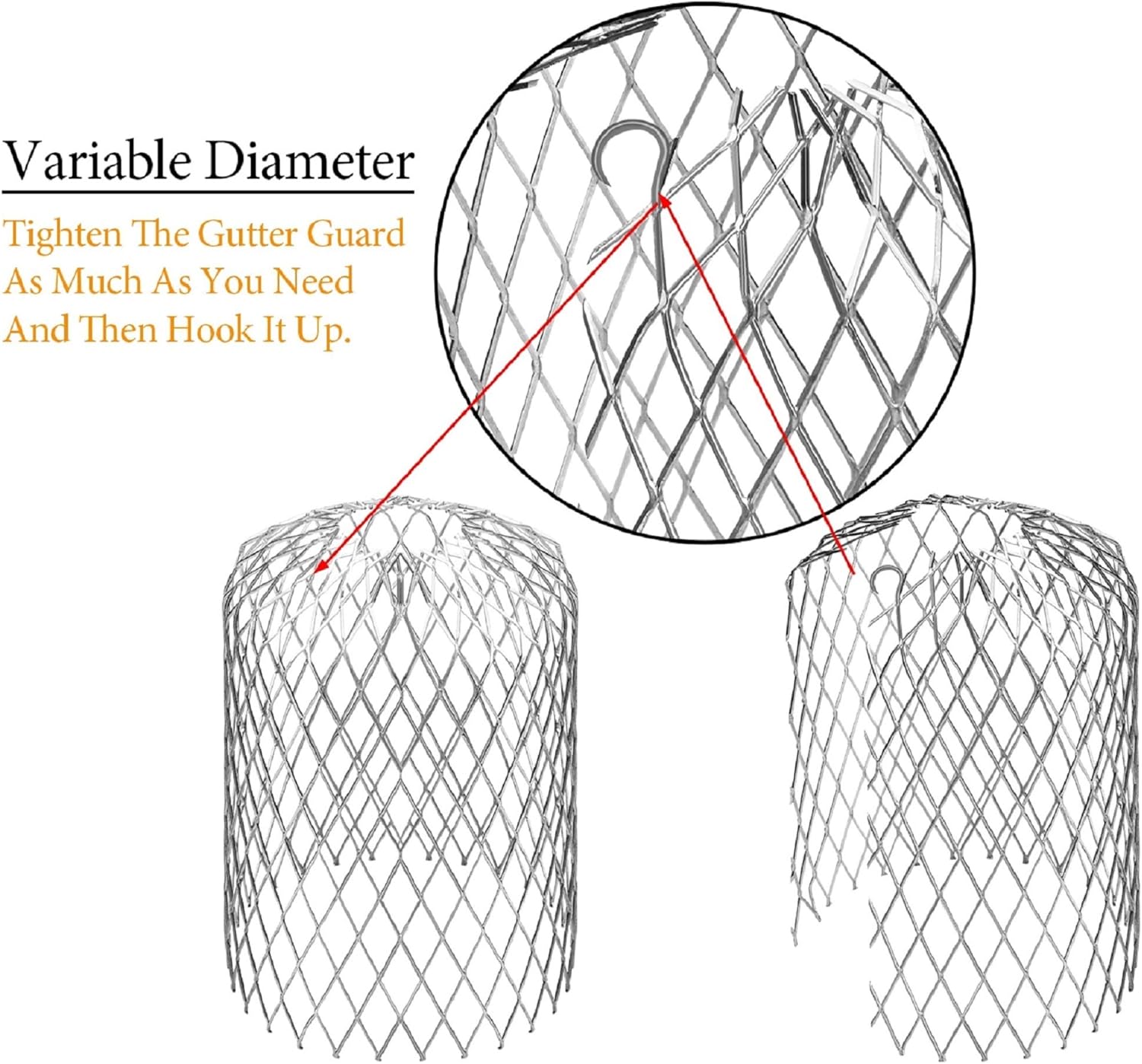 Gutter Guard Strainer 3 Inch Mesh Gutter Downspout Guard for Leaf and ...