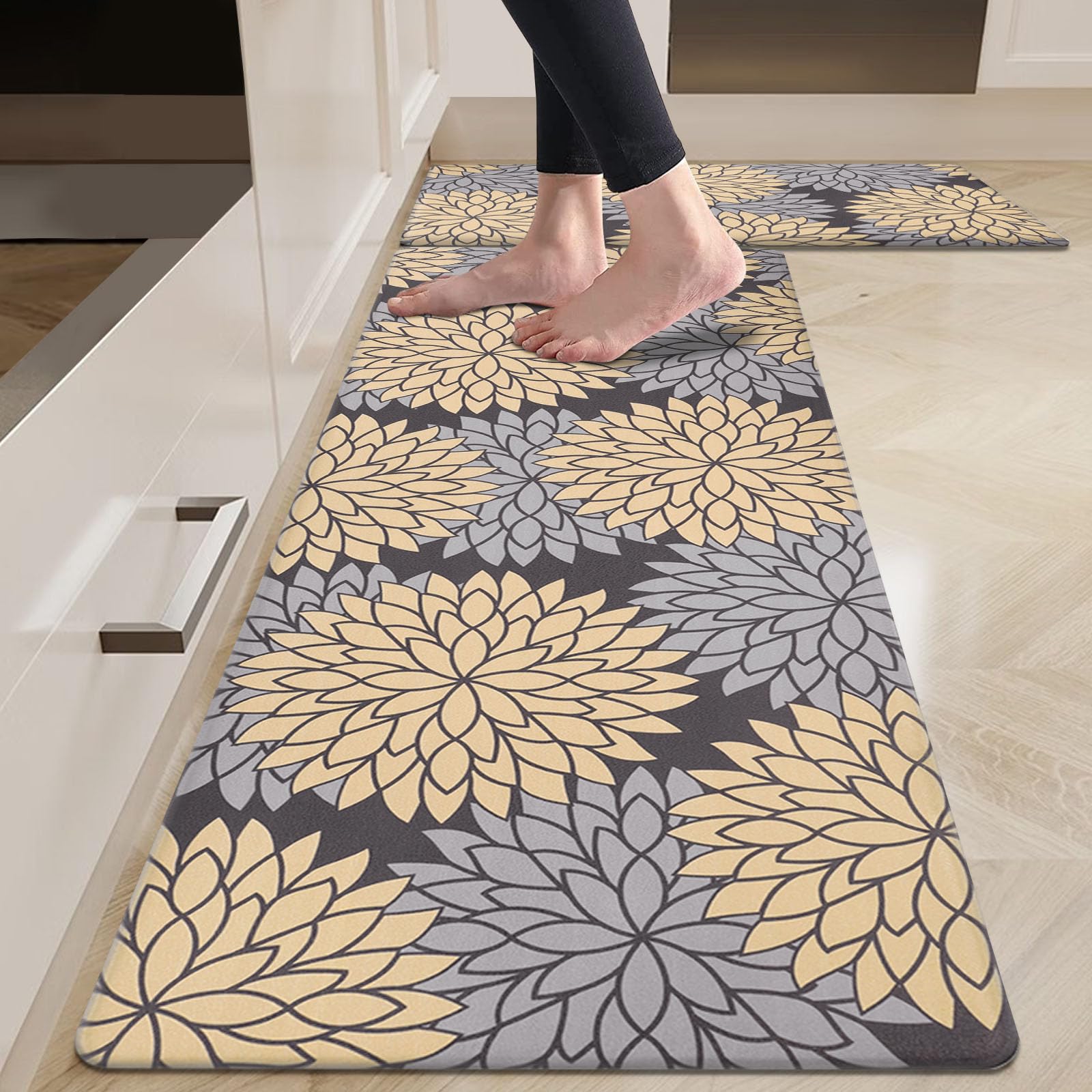 HEBE Anti Fatigue Kitchen Rug Sets 2 Piece Non Slip Kitchen Mats for ...