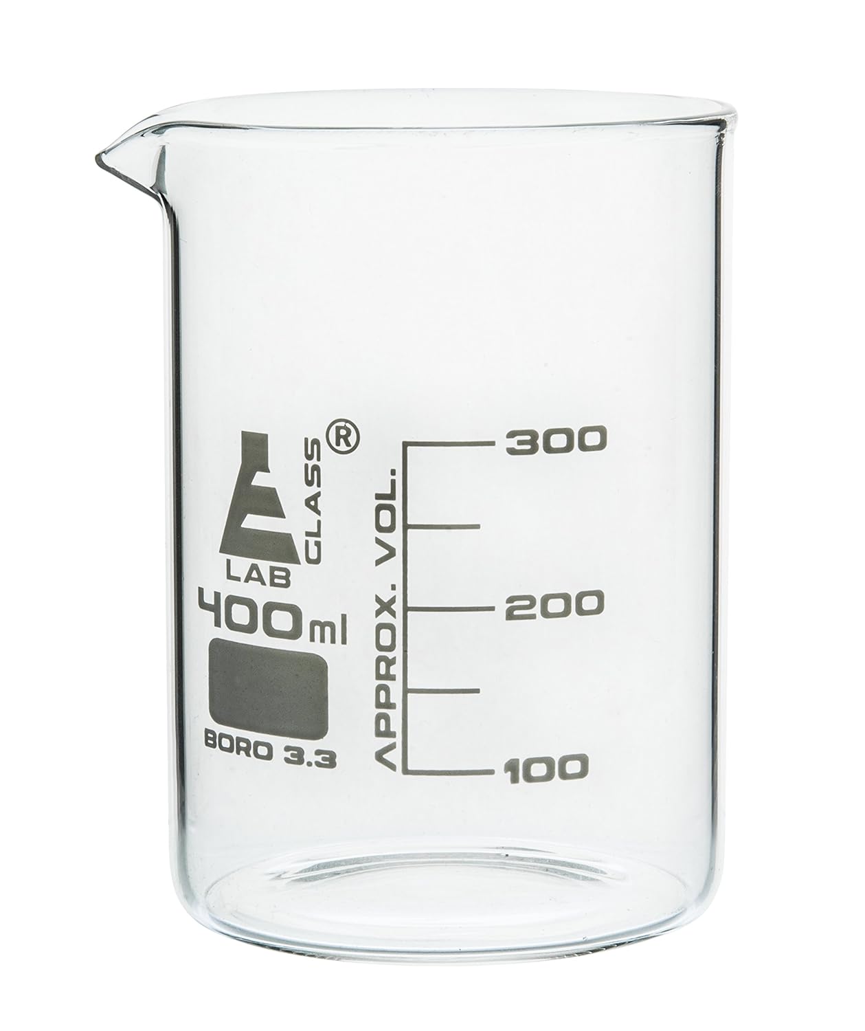 Beaker, 400ml - Borosilicate Glass, Low Form, with Spout - Graduated ...