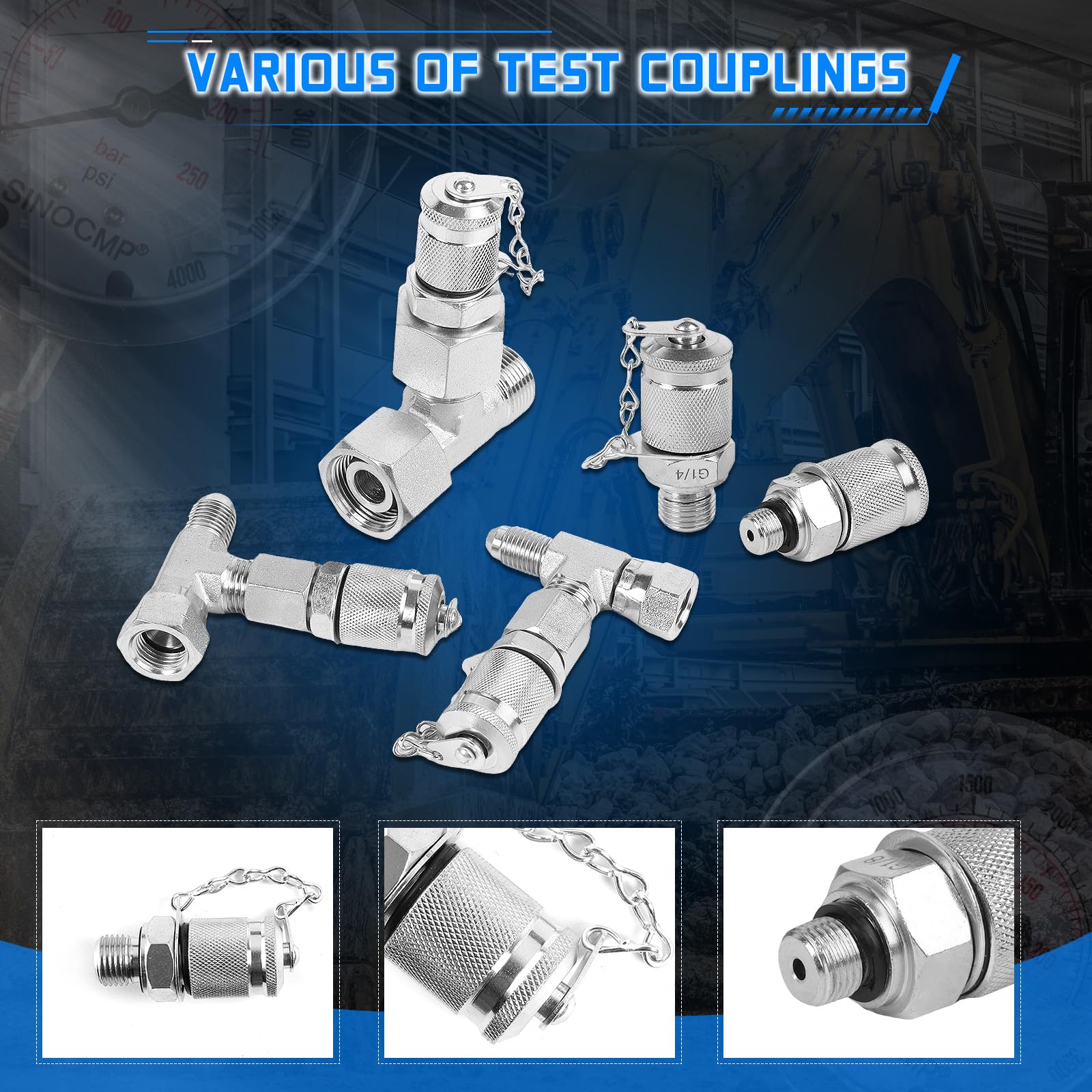 Mua SINOCMP Hydraulic Pressure Test Kit with 5 Gauges 5 Test Hoses 13 ...