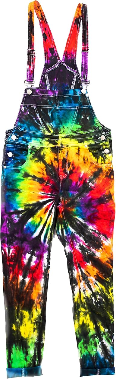 Amazon.com: Tie Dye Women's Overalls - Hippie - Overall Jeans - Rainbow ...