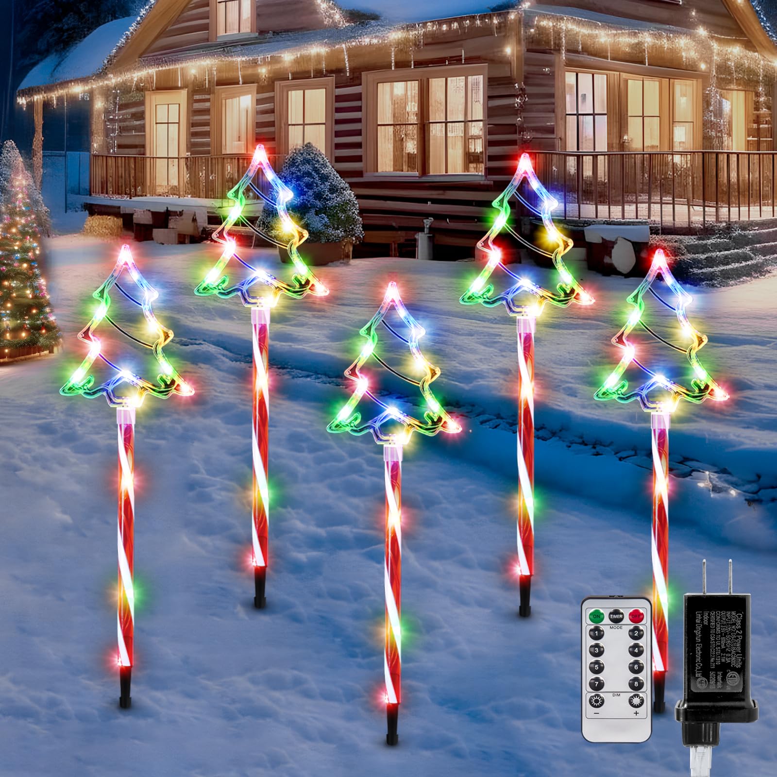 LYUBASA 5 Pack Plug in Christmas Pathway Lights Outdoor Decorations ...