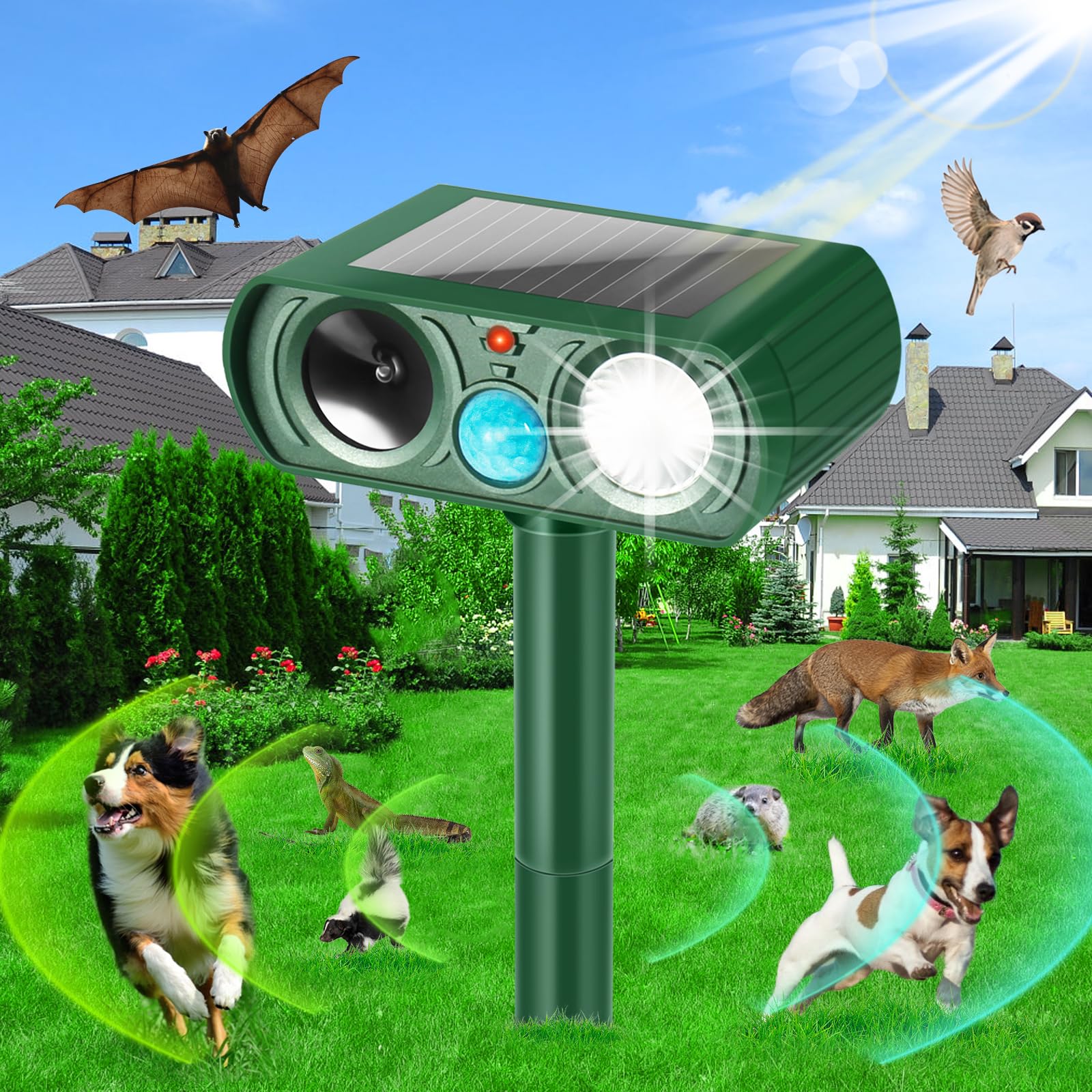 Outdoor Solar Powered Cat Deterrent, 2024 New Ultrasonic Cat Deterrent ...