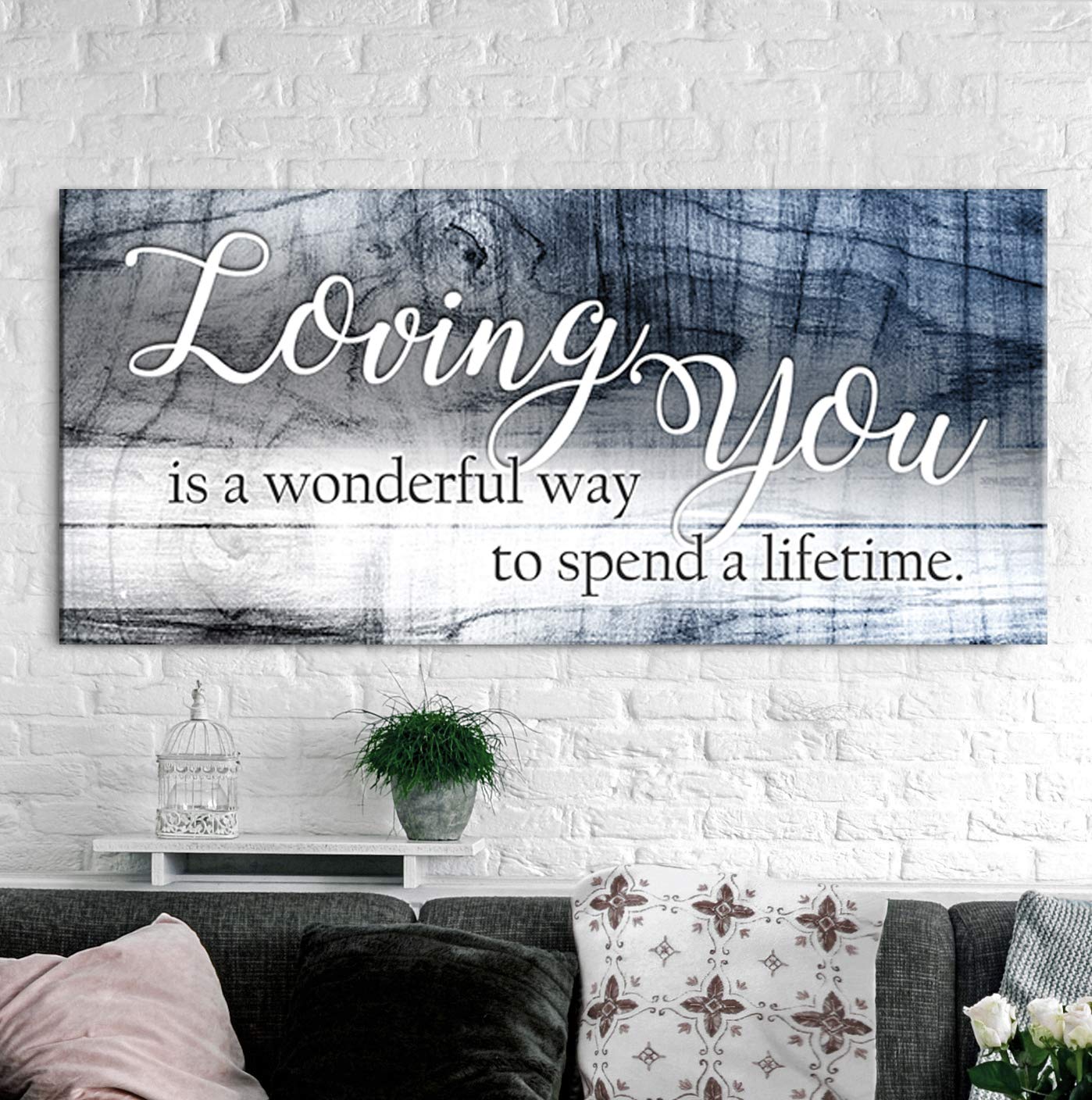 Sense Of Art Above Bed Lovers | Couples Wall Decor Wood Framed Canvas ...