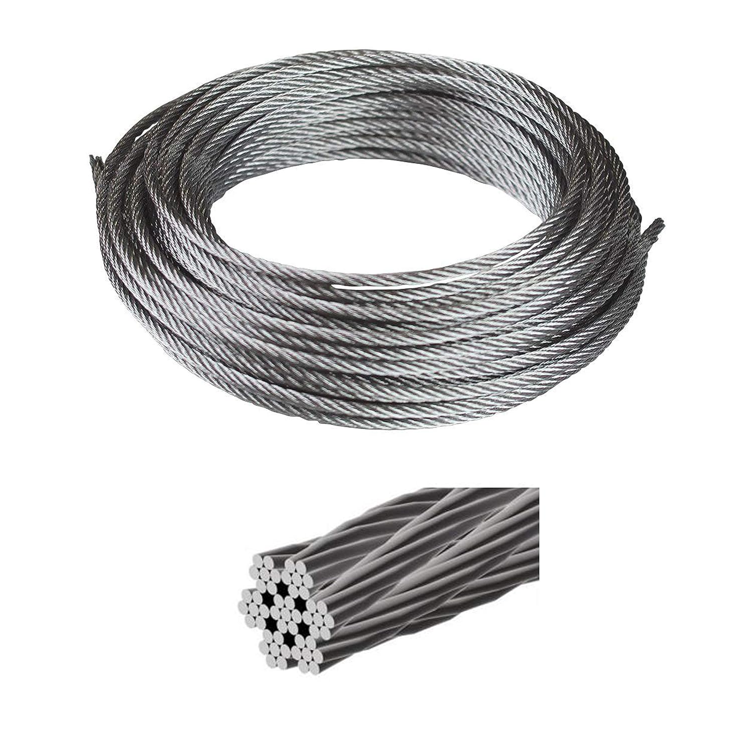 Wire Rope Stainless Steel A4 Marine Hardware Grade Cable 7 x 7, 1mm ...
