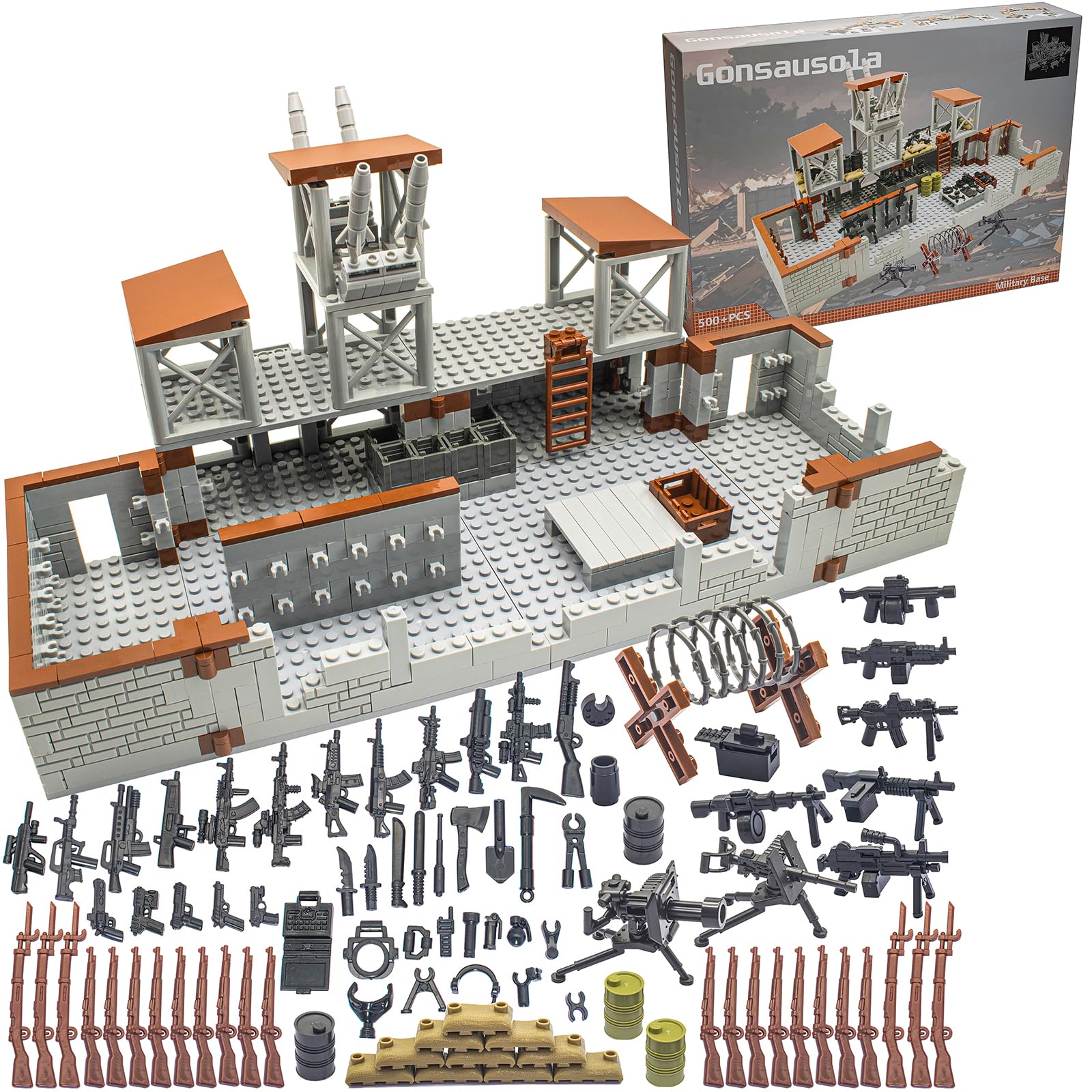 500+ Pcs Military Base Building Brick Sets Include Defence Base Guard ...