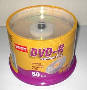 Amazon.com: Staples DVD-R Recordable disc - 50 discs (4.7 GB) #623616 ...