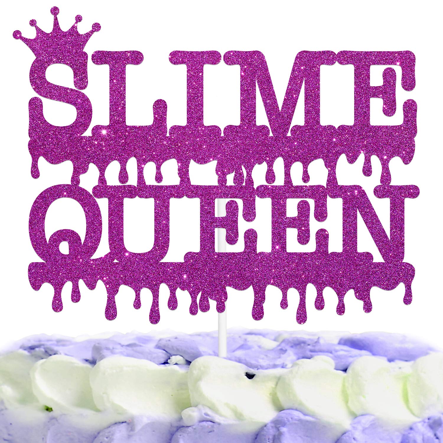 Slime Cake Topper Purple Glitter Happy Birthday Slime Art Theme Party ...