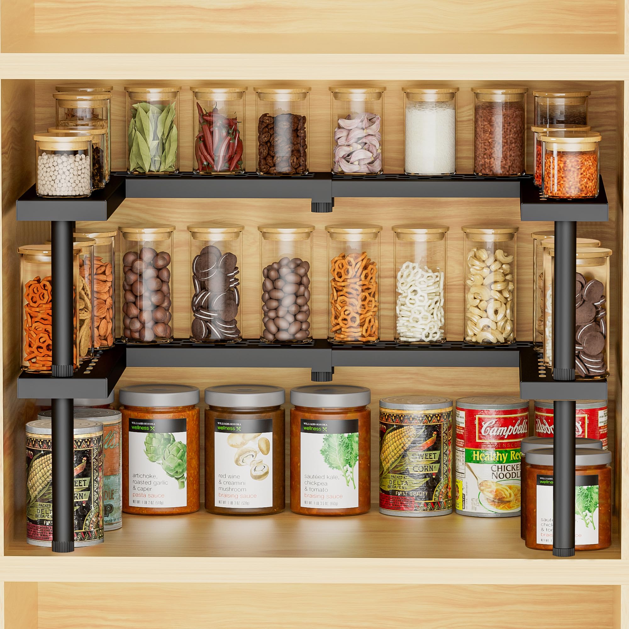 Gaussra Spice Rack Organizer for Cabinet, 2 Tiers Expandable ...