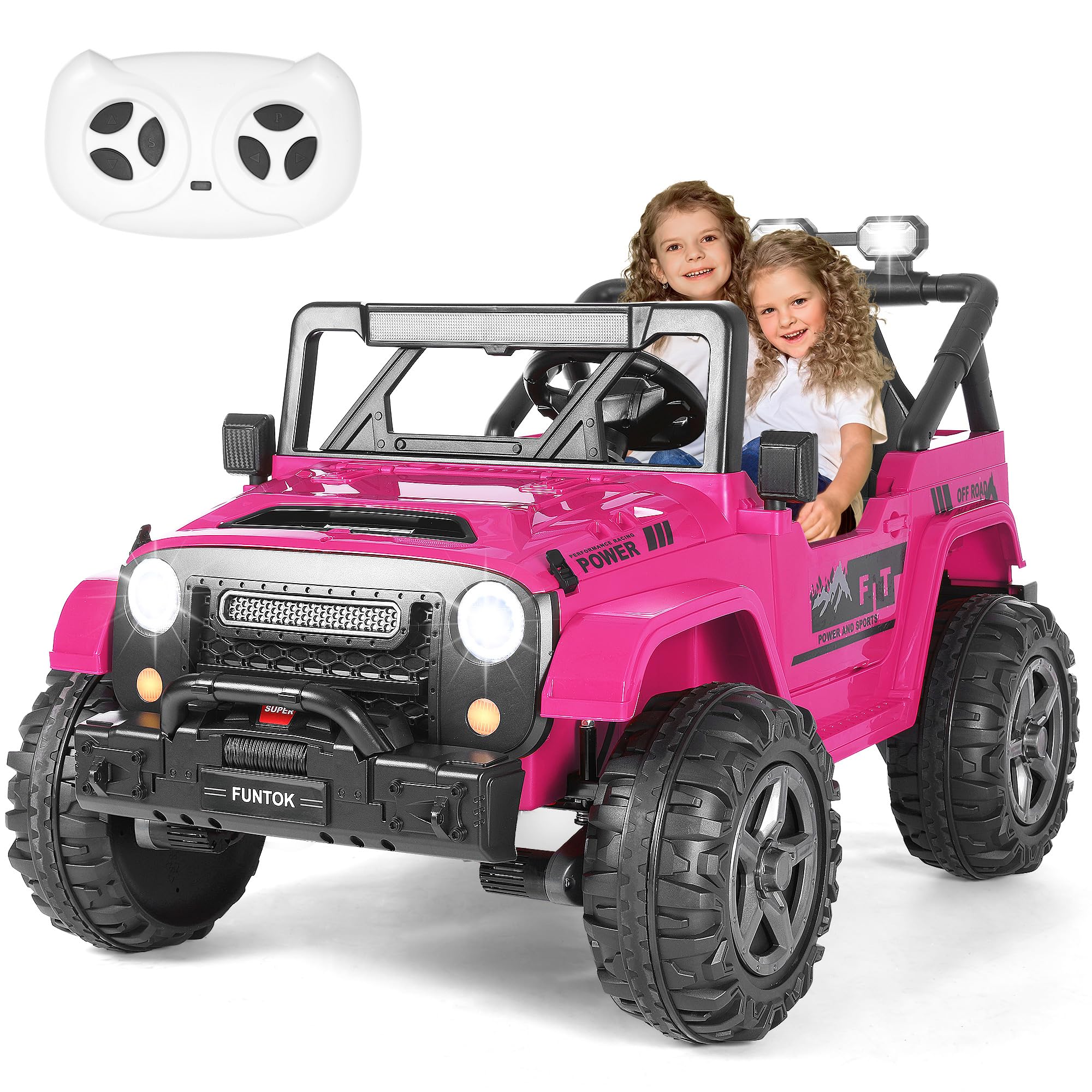 FUNTOK 2 Seater 24V Ride On Truck for Big Kids, 5 MPH Electric Car w ...