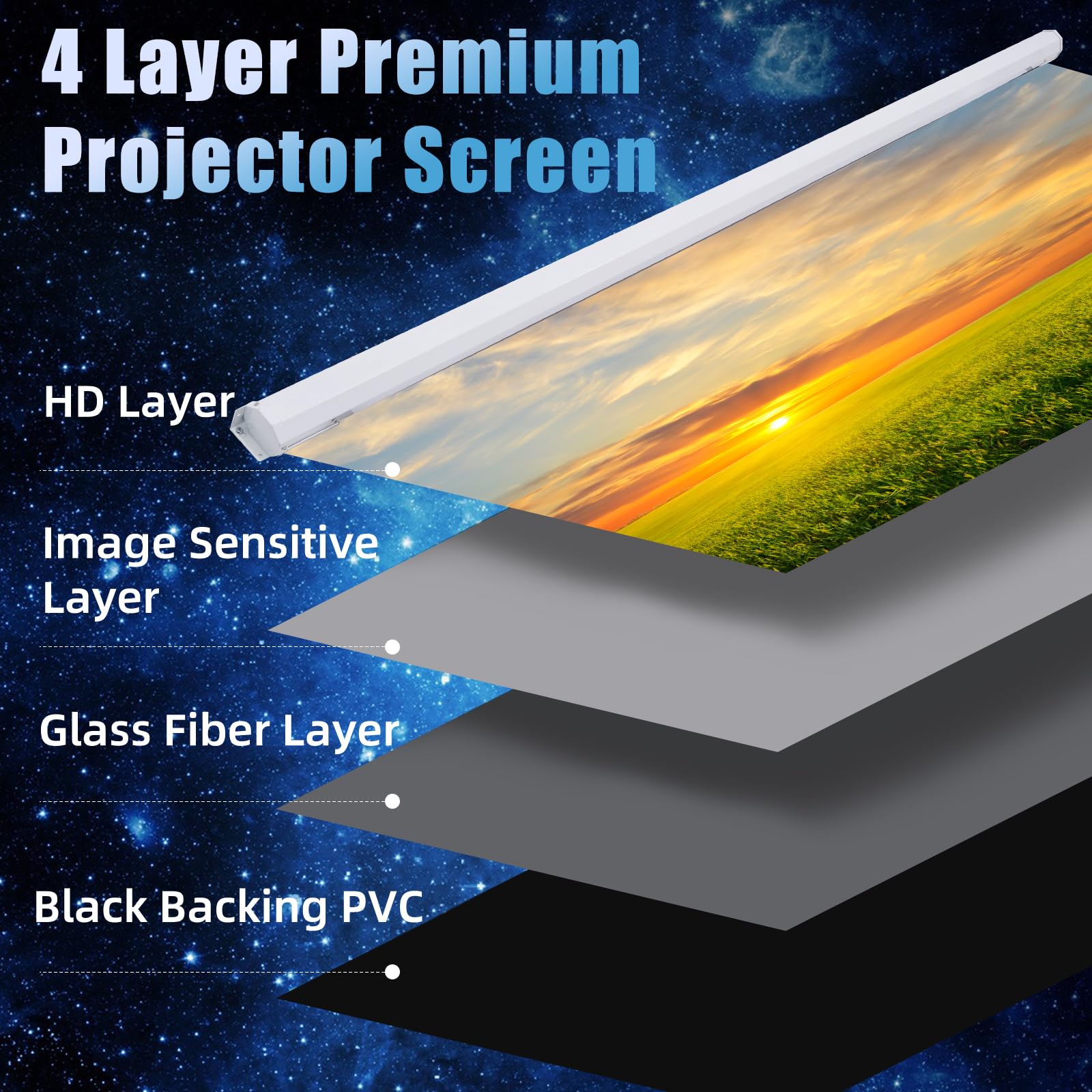 Motorized Projector Screen Pull Down 100 Inch 16:9 HD Automatic ...