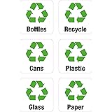 Recycling Adhesive Stickers Value Pack-Recycle Logo Signs-Paper,Glass ...