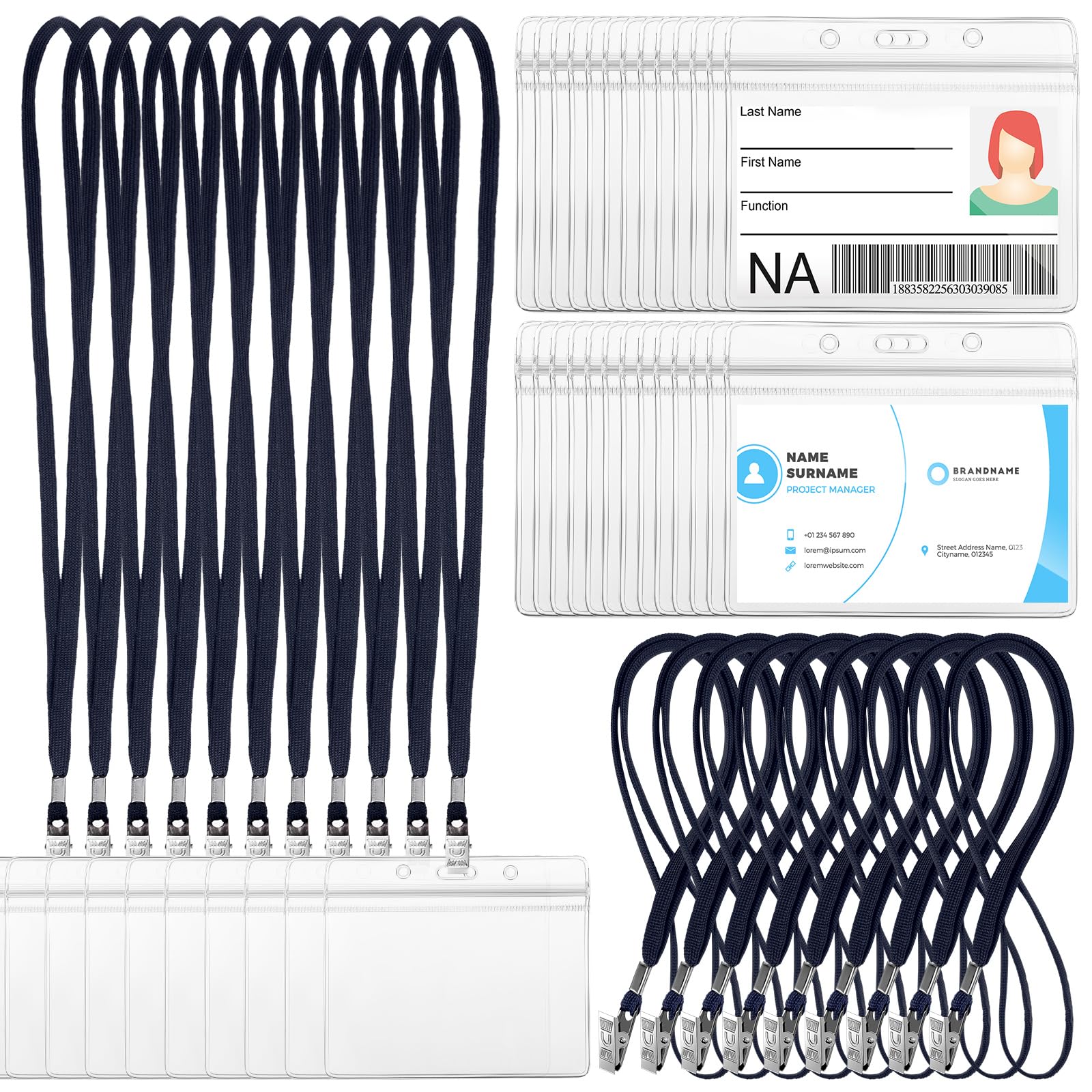 Marspark 50 Sets Clear Name Tags with Lanyard, Lanyards for ID Badges ...