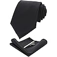 Amazon.com: JEMYGINS Black Formal Necktie and Pocket Square ...