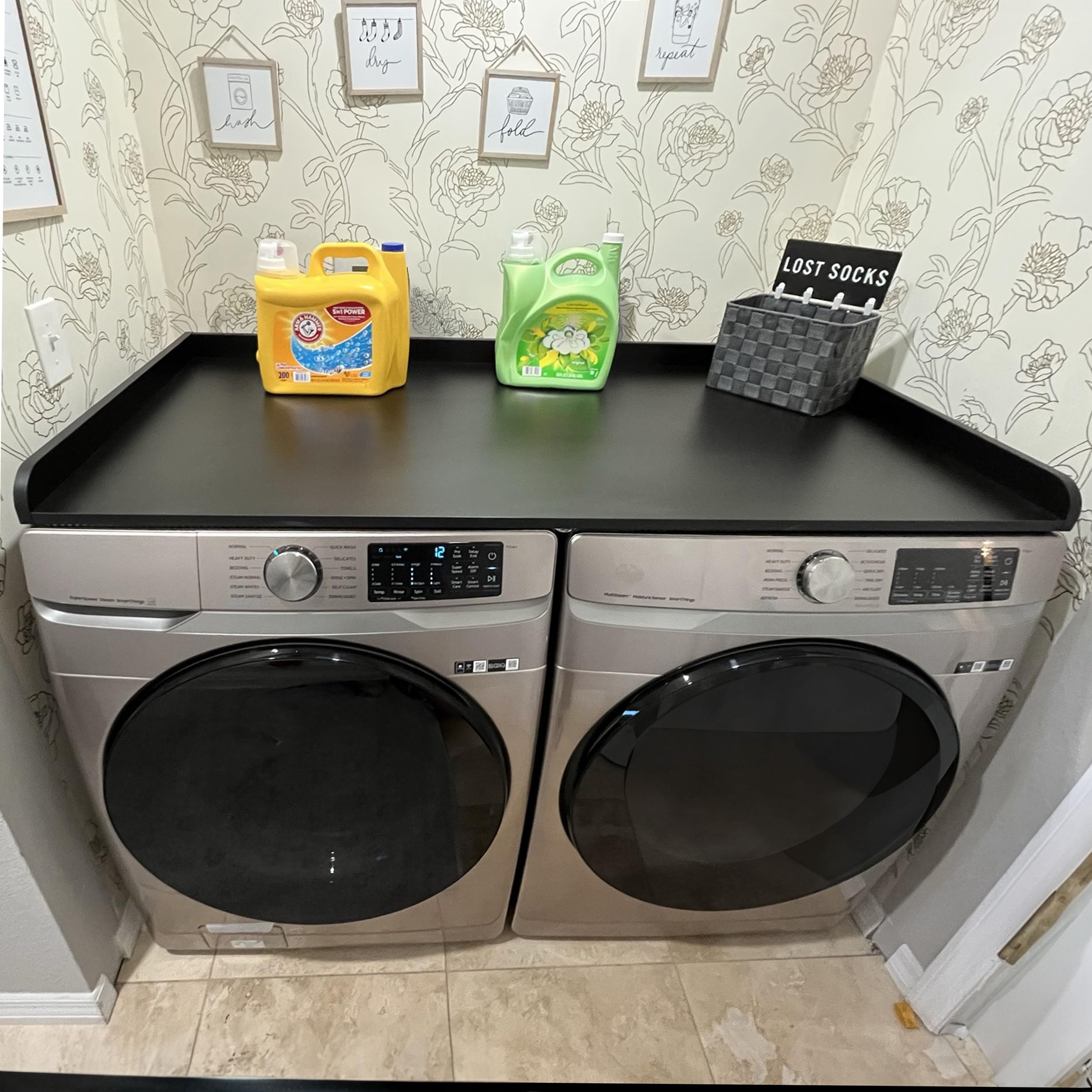 Washer and Dryer Countertop with Non-Slip Mat - 54" Width x 27.5" Depth ...