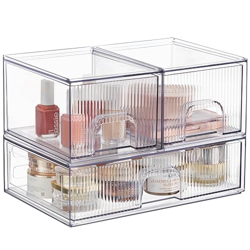 Vorey 2 Pack Stackable Makeup Organizer Storage Drawers, Acrylic ...