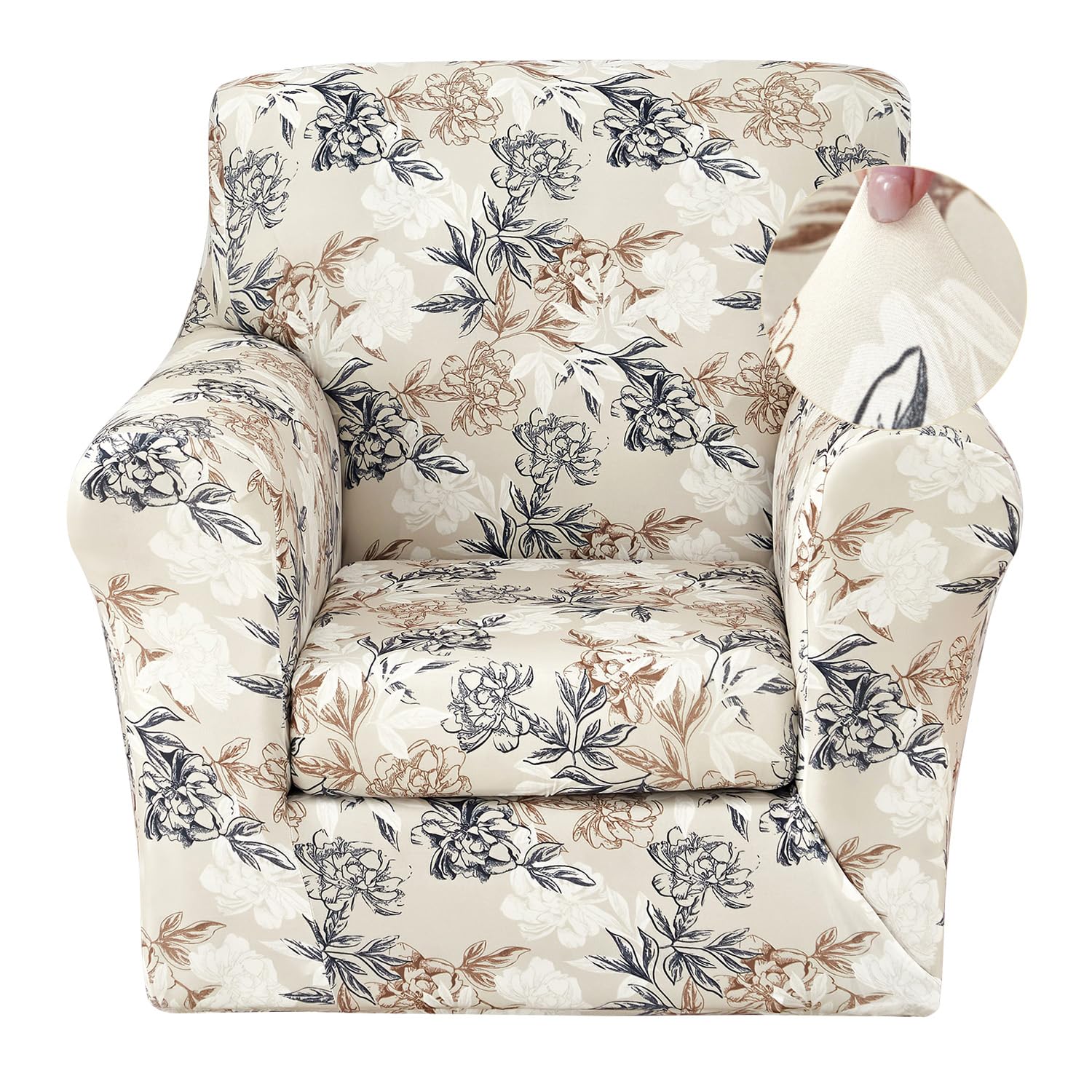 JQinHome 2 Piece Stretch Sofa Cover Printed Couch Covers, Floral ...