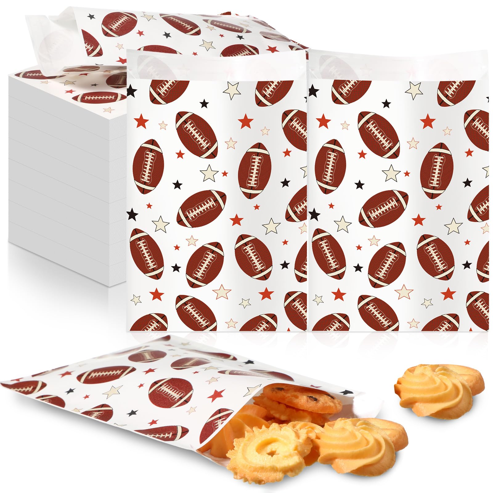 Pasimy 100 Pcs Football Treat Bags Football Goodie Candy Cookie Bags ...