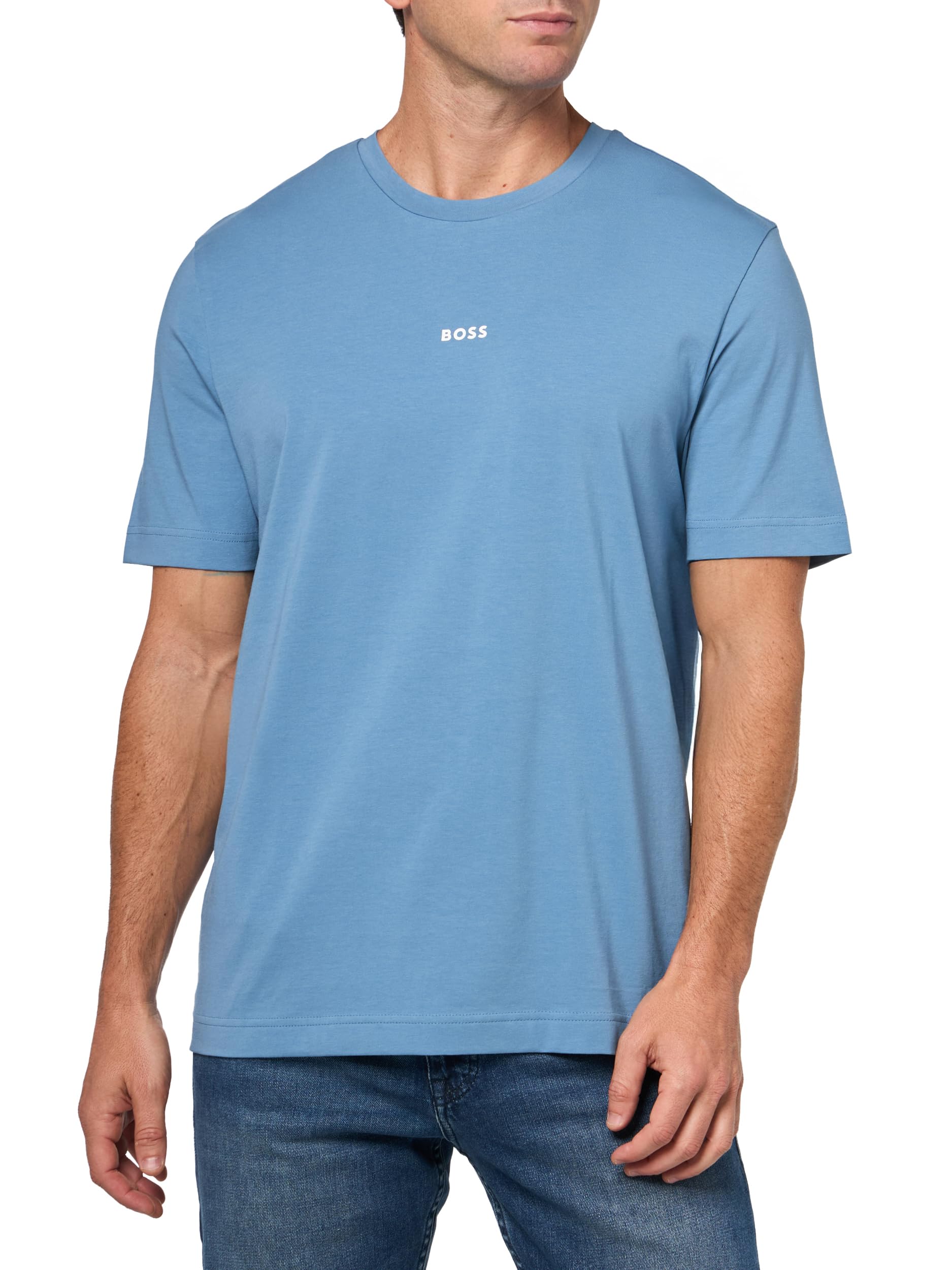 BOSS, Small Chest Logo Regular Fit Cotton T-Shirt, Quartz Blue Fade, S
