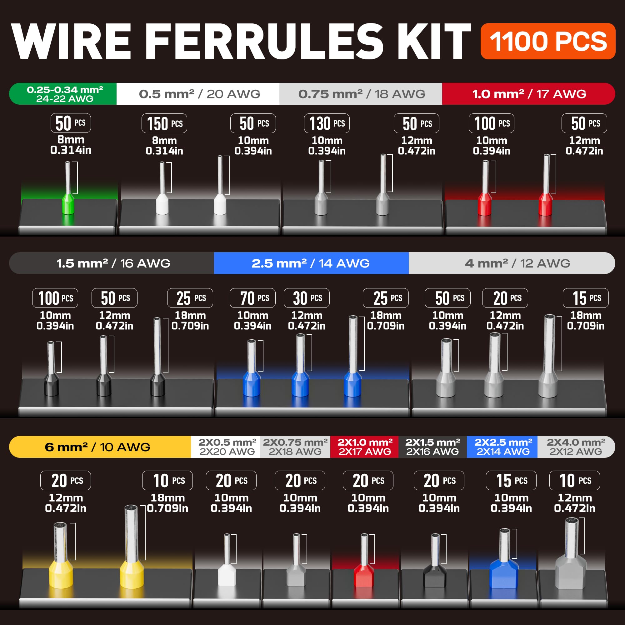Mua Crimping Tools Set with 24 Types of Ferrules - Hexagon Ferrule ...