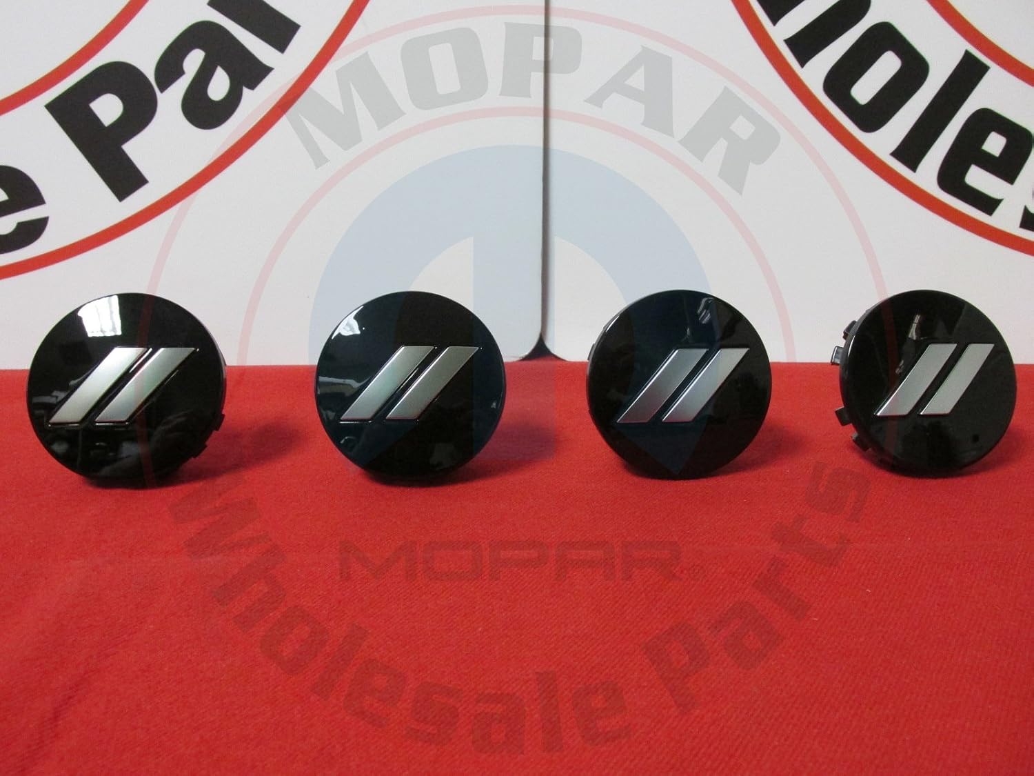DODGE CHALLENGER CHARGER Gloss Black Chrome Stripe Wheel Center Cap Set ...