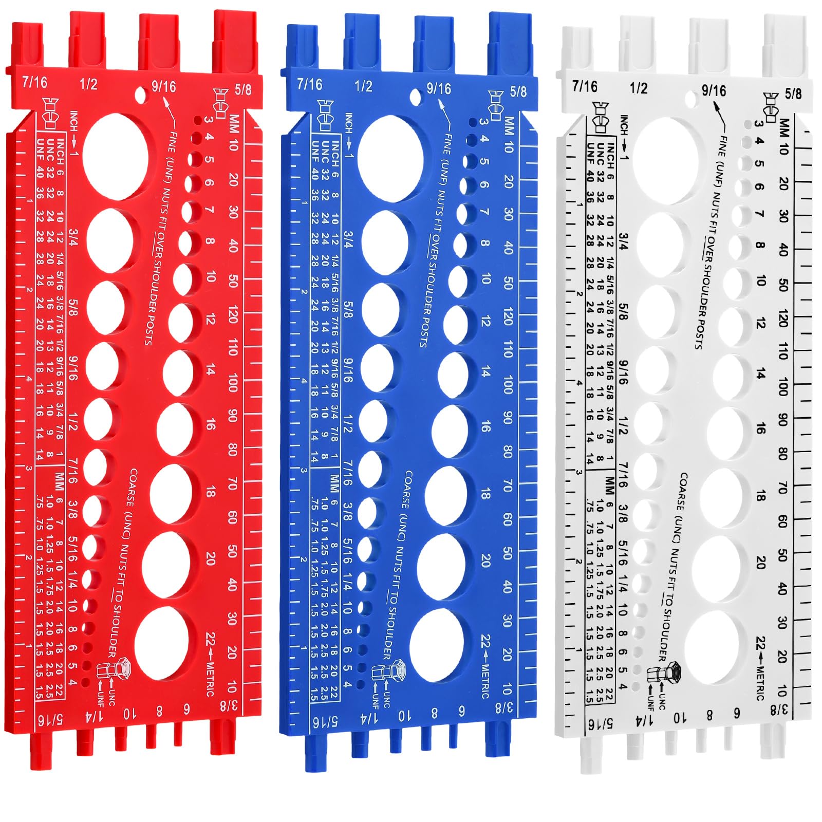Relaxweex 3 Pcs Nut Bolt Thread Gauge Metric and Standard Sizer Tool ...