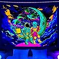Amazon.com: Funny Space Astronaut Alien Blacklight Tapestry UV Reactive ...