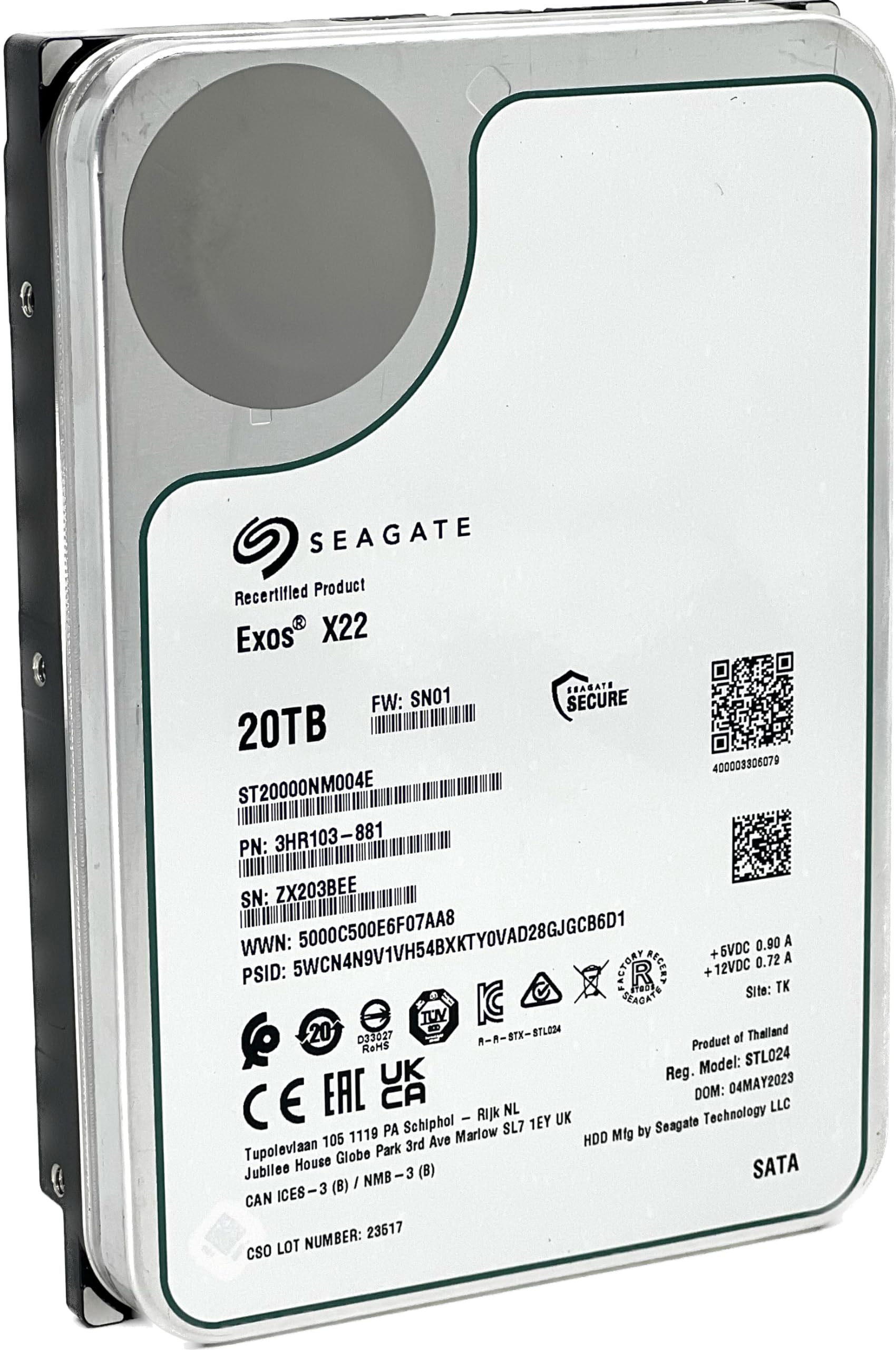 Seagate (renovado) Exos X22 20TB SATA 6Gb/s 7200RPM Disco duro ...