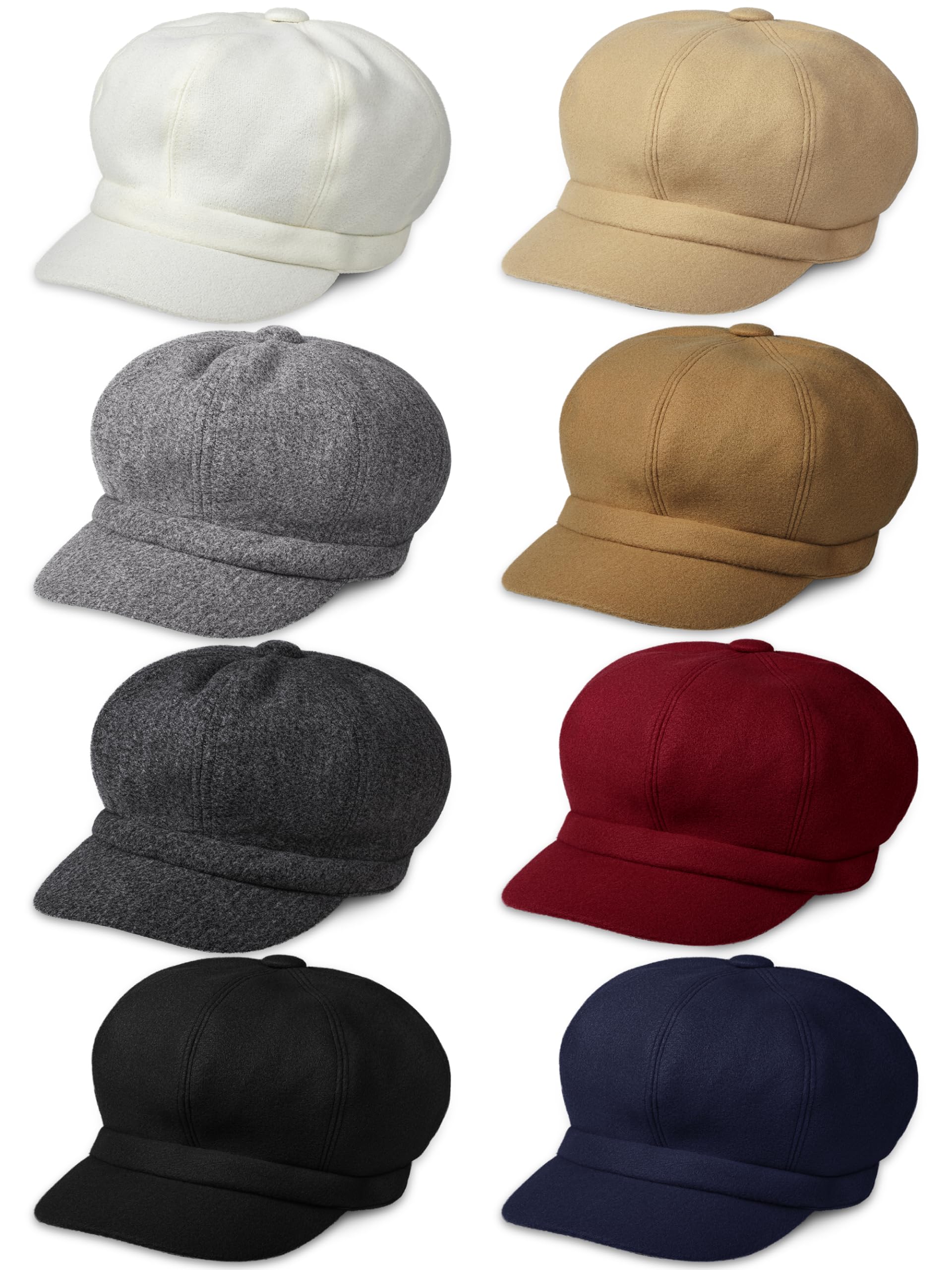KUTTOR 8 Pieces Women Newsboy Cap Soft Newsboy Hats Warm Visor Beret ...
