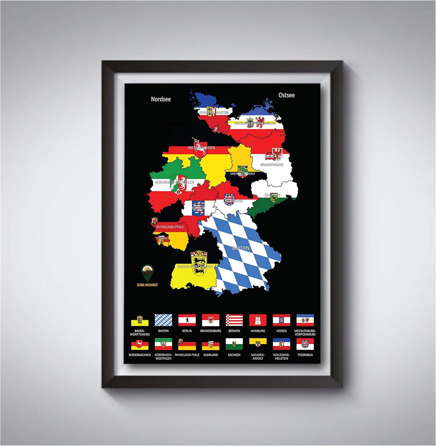 Global Walkabout German A3 Flags World Maps with A3 Country & European ...
